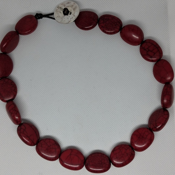 Chaps | Jewelry | Chaps Red Stone Beaded Necklace | Poshmark
